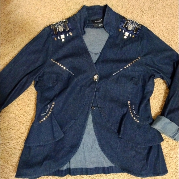 Ashro | Jackets & Coats | Ashro Embellished Denim Jacket | Poshmark